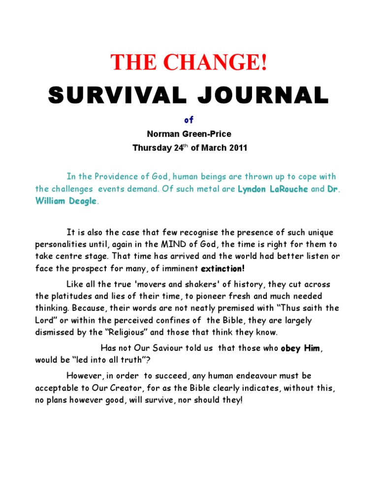 Survival Journal 24.3.2011 The CHANGE! | Download Free PDF | Strategic ...