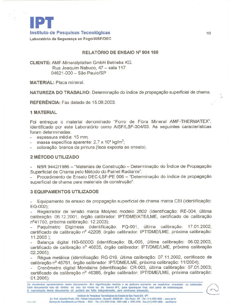 Laudo IPT - Classe A | PDF