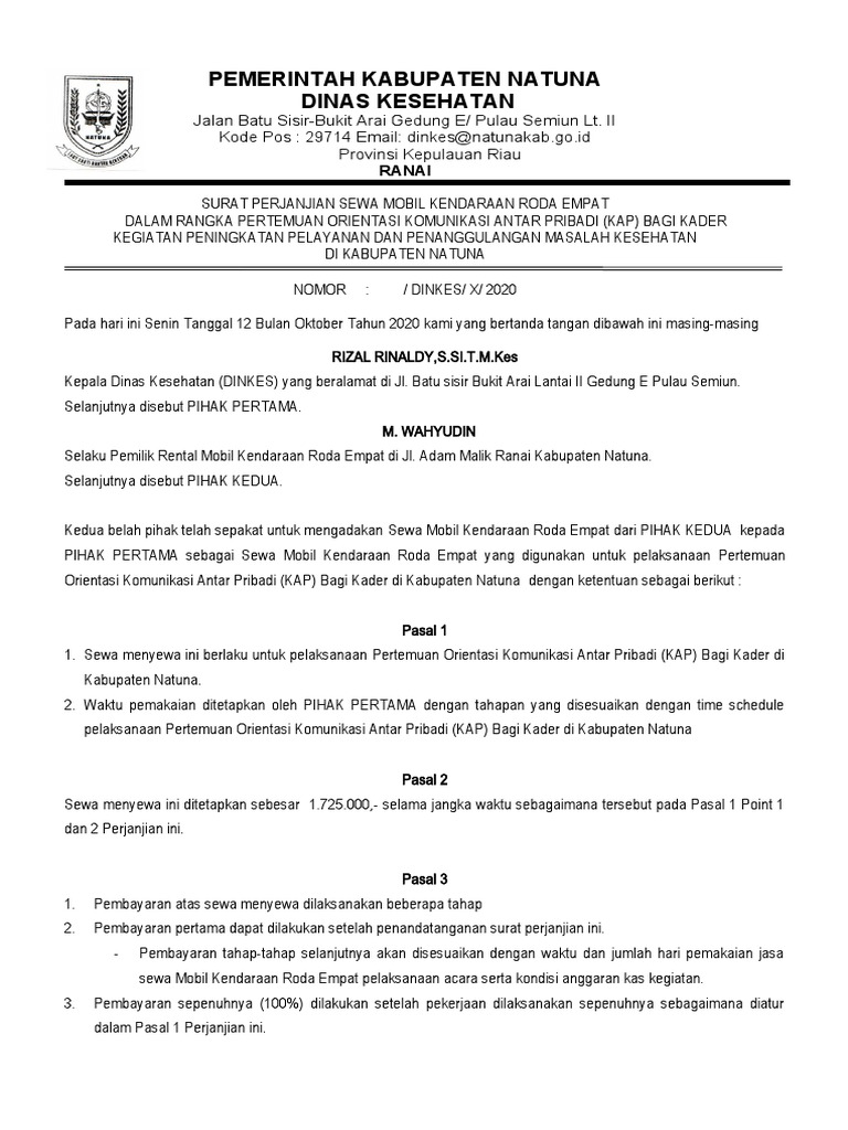 Mou Sewa Mobil | PDF