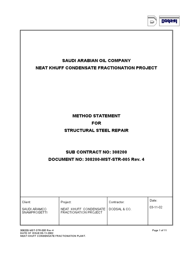 Repairing Structural Steel at Saudi Aramco's Neat Khuff Condensate ...