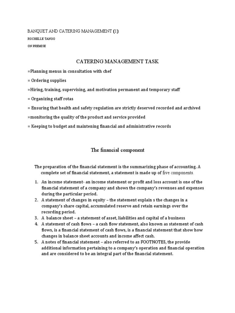 Banquet & Catering Management Guide | PDF | Financial Statement | Indemnity