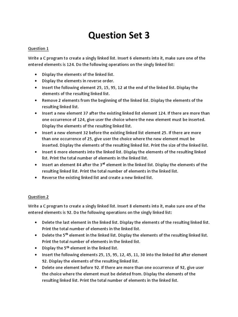 Data Structures Question Set 3 | PDF | Algorithms And Data Structures ...