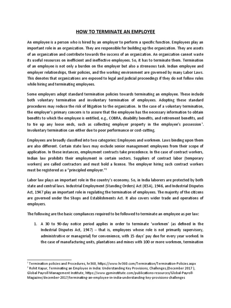 How To Terminate An Employee | PDF | Employment | Labour Law