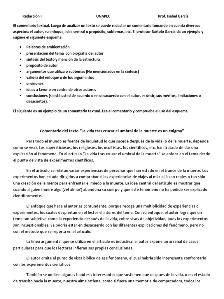 El Comentario Textual | PDF | Experimentar | Razonamiento inductivo