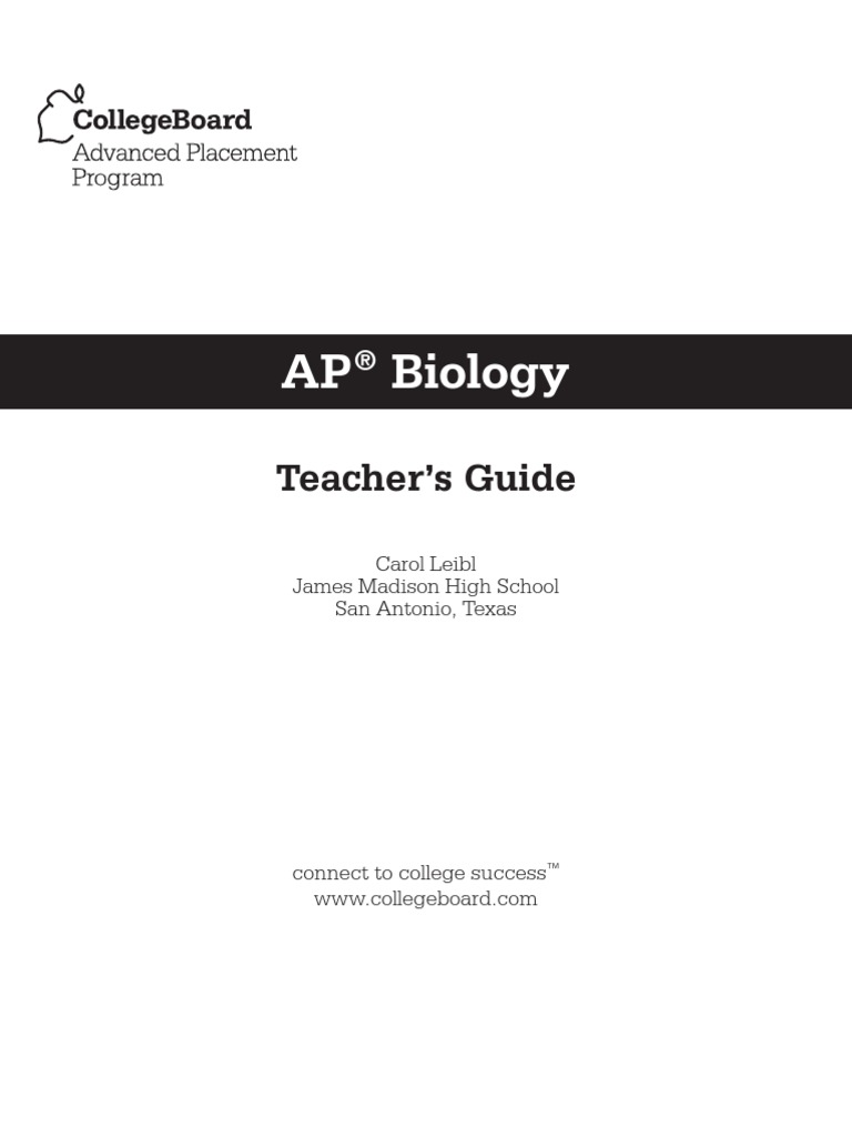 AP Biology: Teacher's Guide | PDF | Advanced Placement | Life
