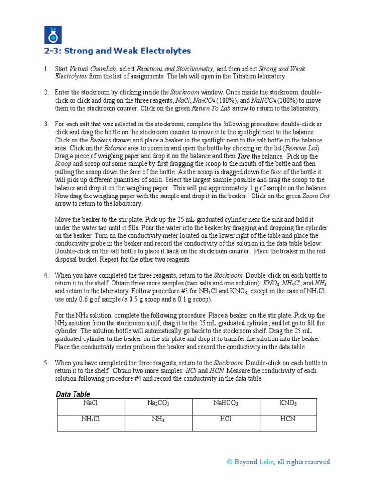2-3: Strong and Weak Electrolytes | PDF | Electrolyte | Ionic Bonding
