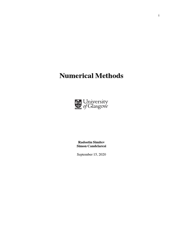 Numerical Methods: Radostin Simitev Simon Candelaresi | PDF | Numerical Analysis | System Of ...