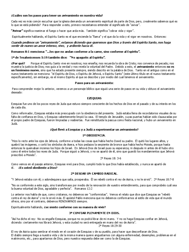 Pasos para un Avivamiento Espiritual | PDF | Salmos | Pecado