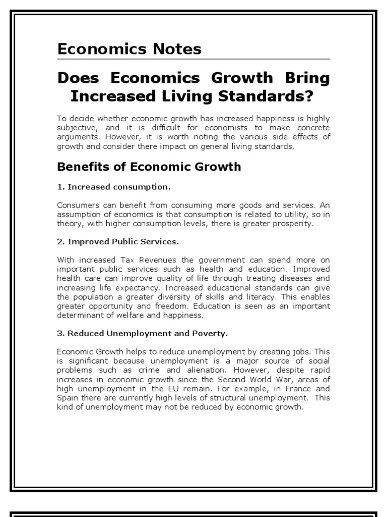 Does Economic Growth Increases Living Standard | PDF | Economics ...