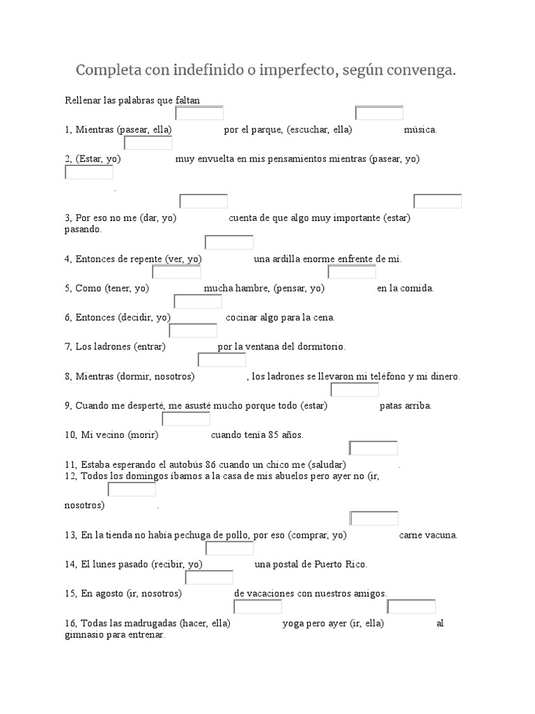 Contraste Indefinido Imperfecto | PDF