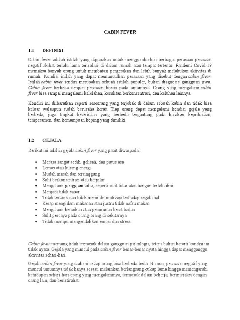 Cabin Fever | PDF | Pengembangan Diri | Kesehatan Holistik