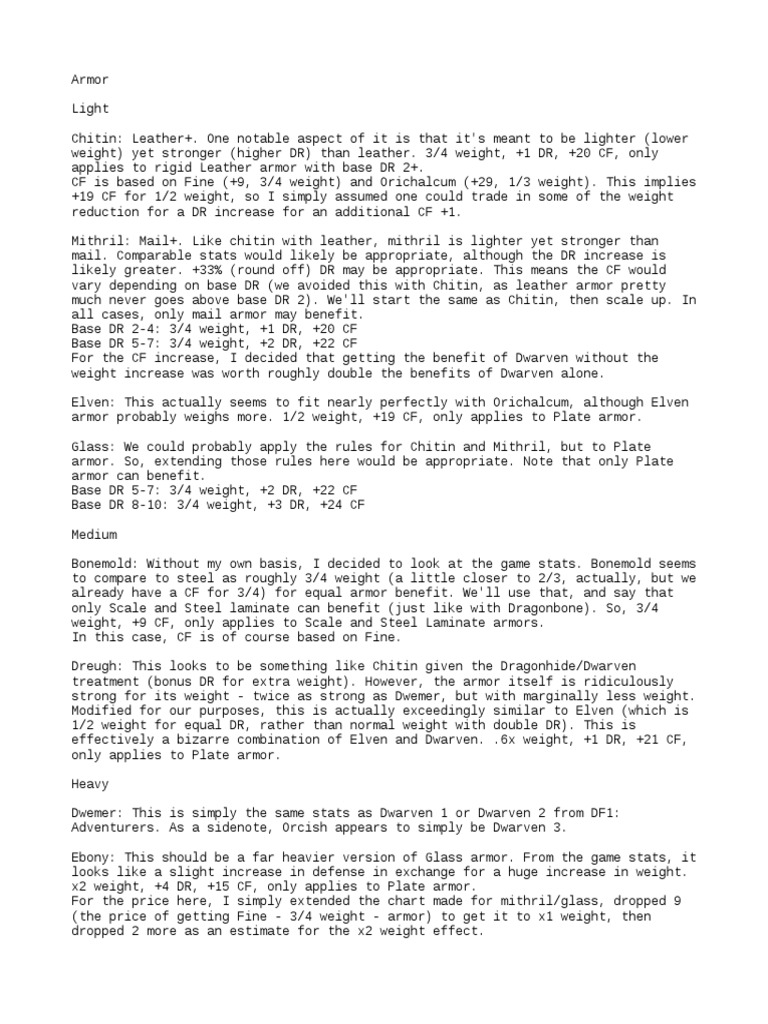 Skyrim Gurps Armor | PDF | Armour | Weight