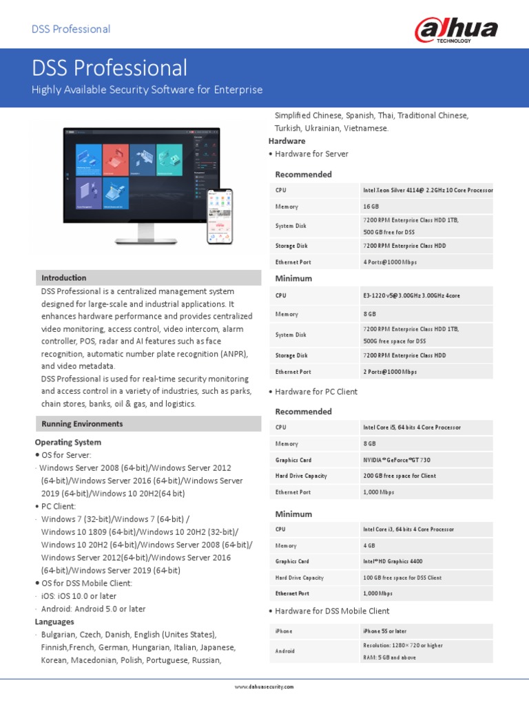 DSS Professional Datasheet V8.0.2 - 20210519 | PDF | 64 Bit Computing ...
