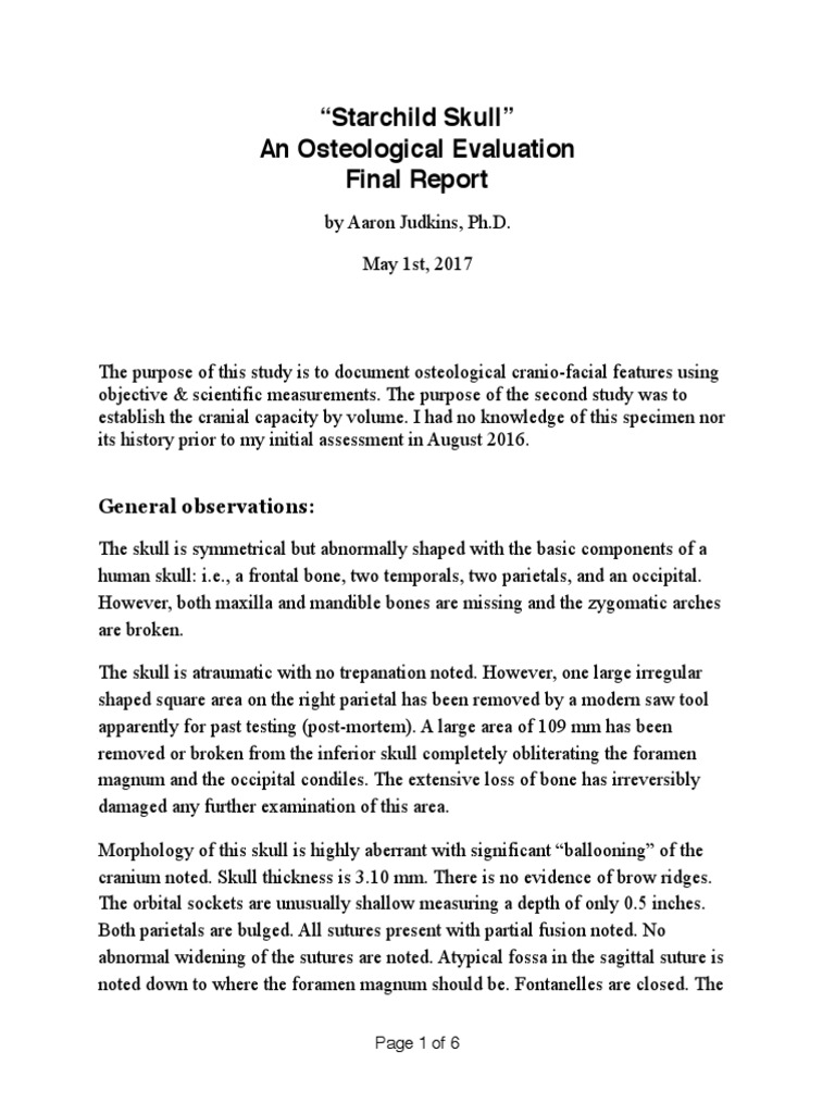 Starchild Report | PDF | Skull | Cerebrospinal Fluid