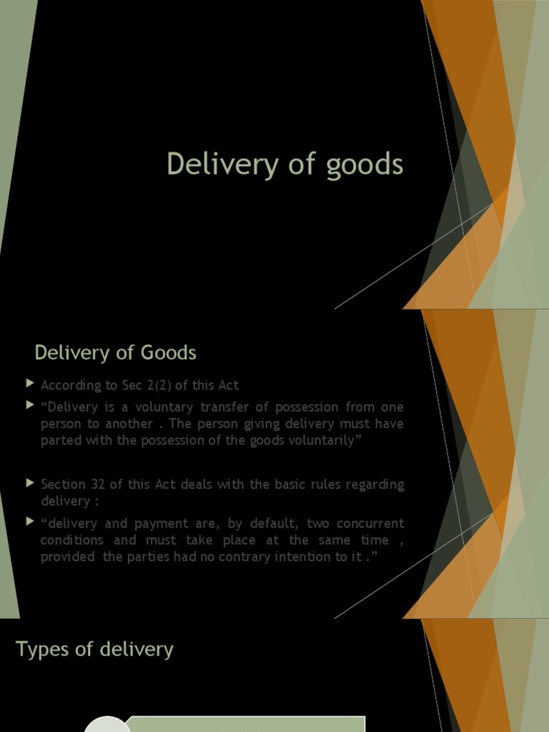 Delivery of Goods | PDF | Sales | Common Law