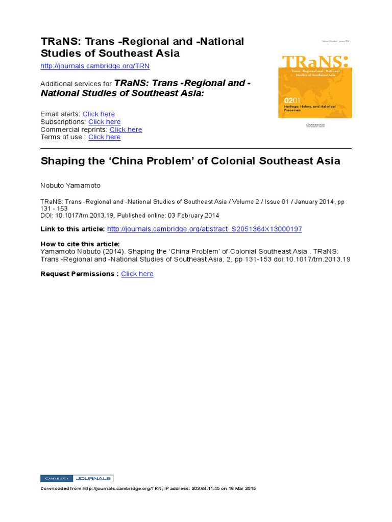 Yamamoto, Nobuto - Shaping The Â China Problemâ ™ of Colonial Southeast ...