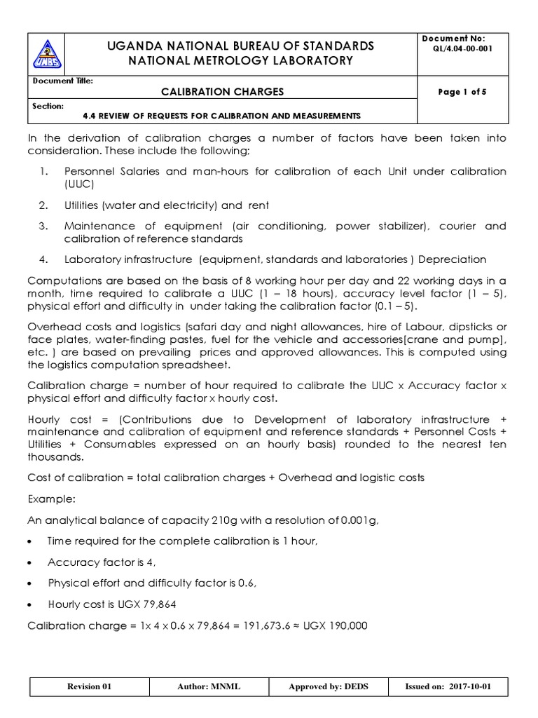 Calibration Fees Guide | PDF | Calibration | Weighing Scale