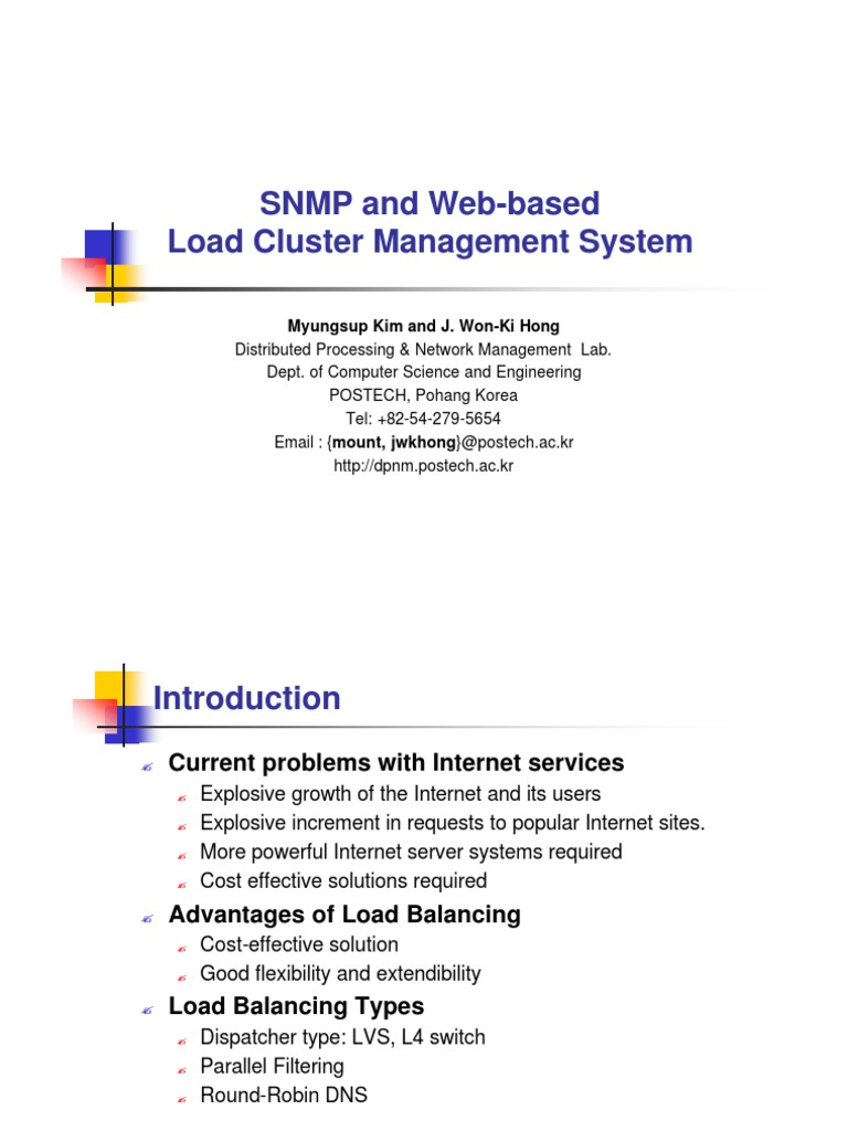 Snmp And Web Based Load Cluster Management System An Architecture For Distributed Management Of