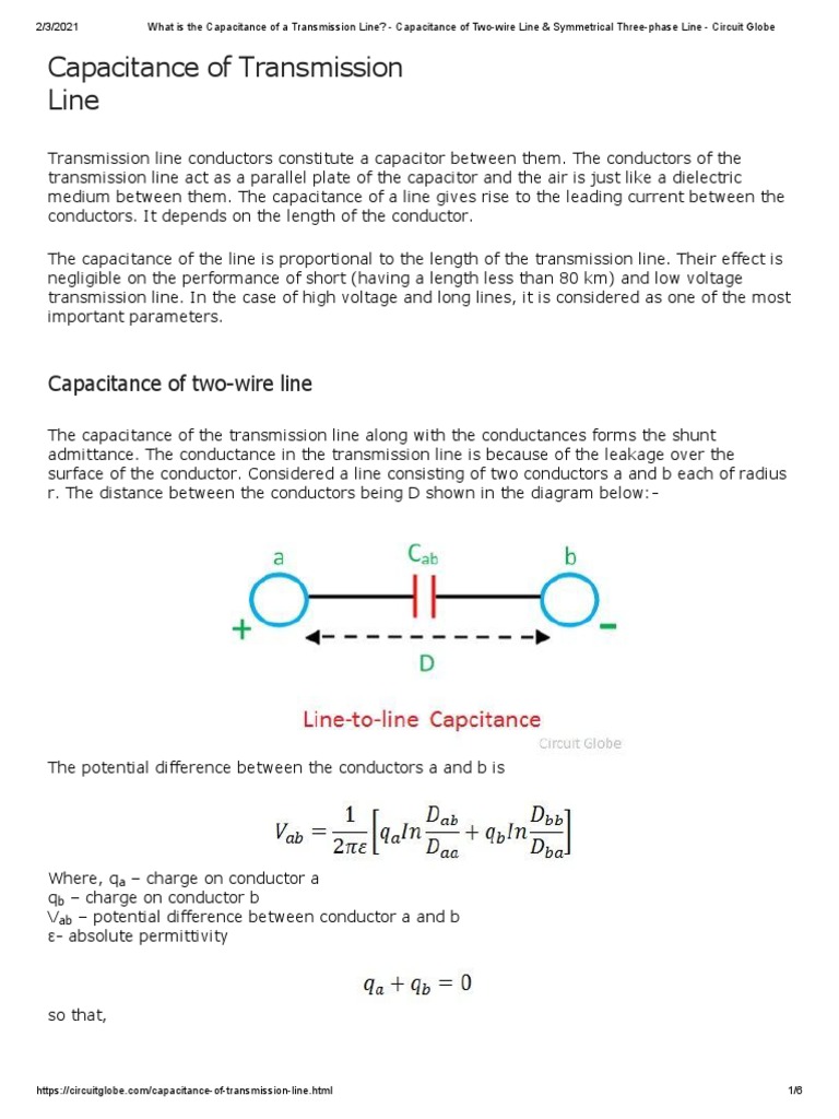 What Is The Capacitance of A Transmission Line - Capacitance of Two ...