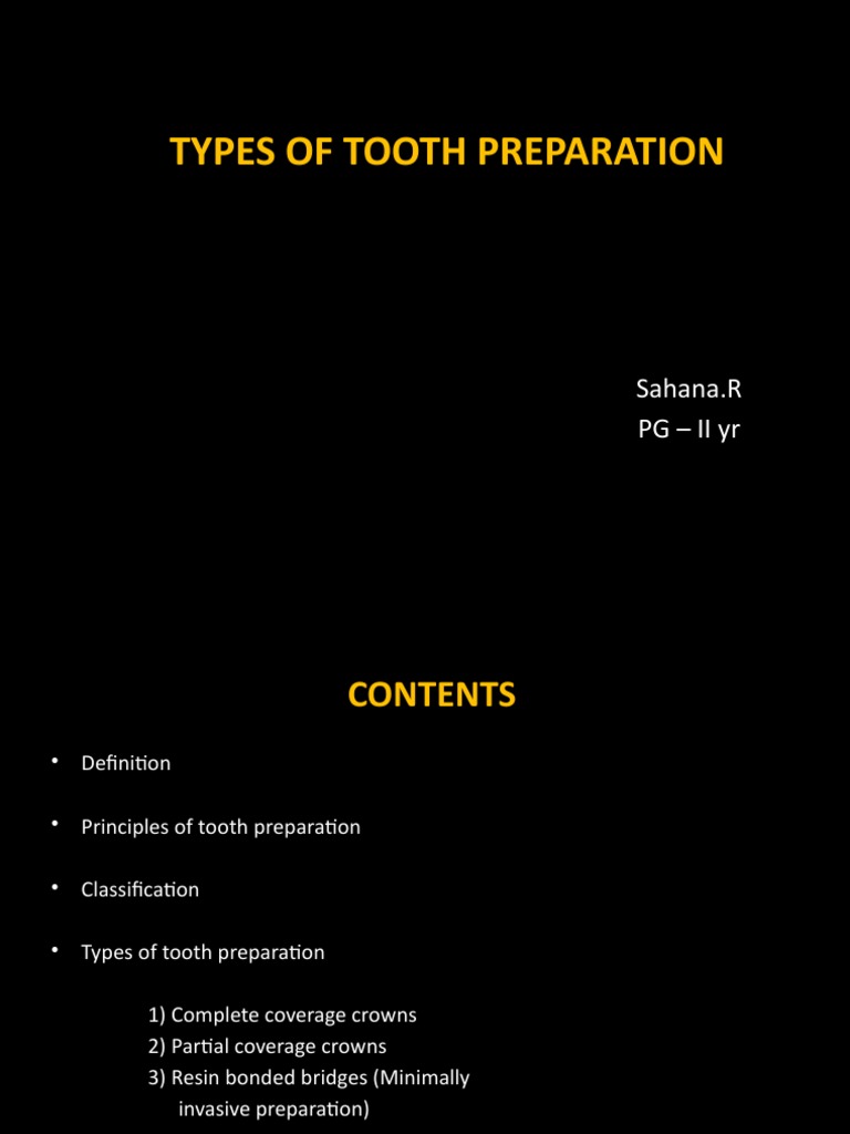 Different Types of Tooth Preparation | PDF | Dentistry | Medical ...