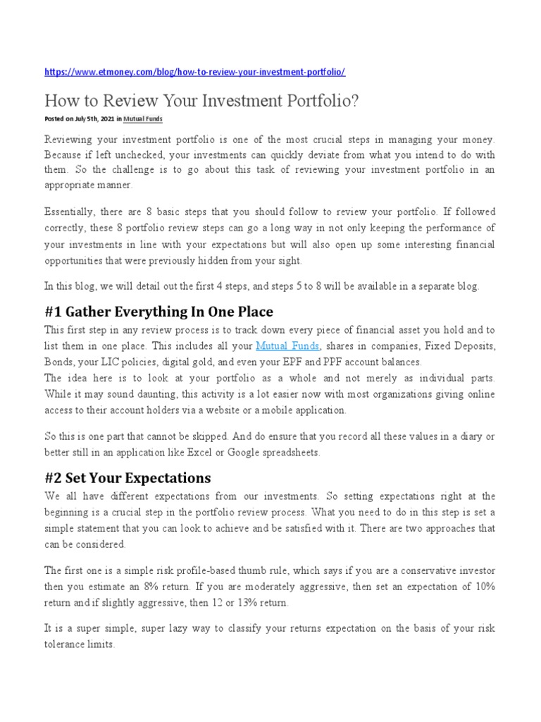 How To Review Your Investment Portfolio | PDF