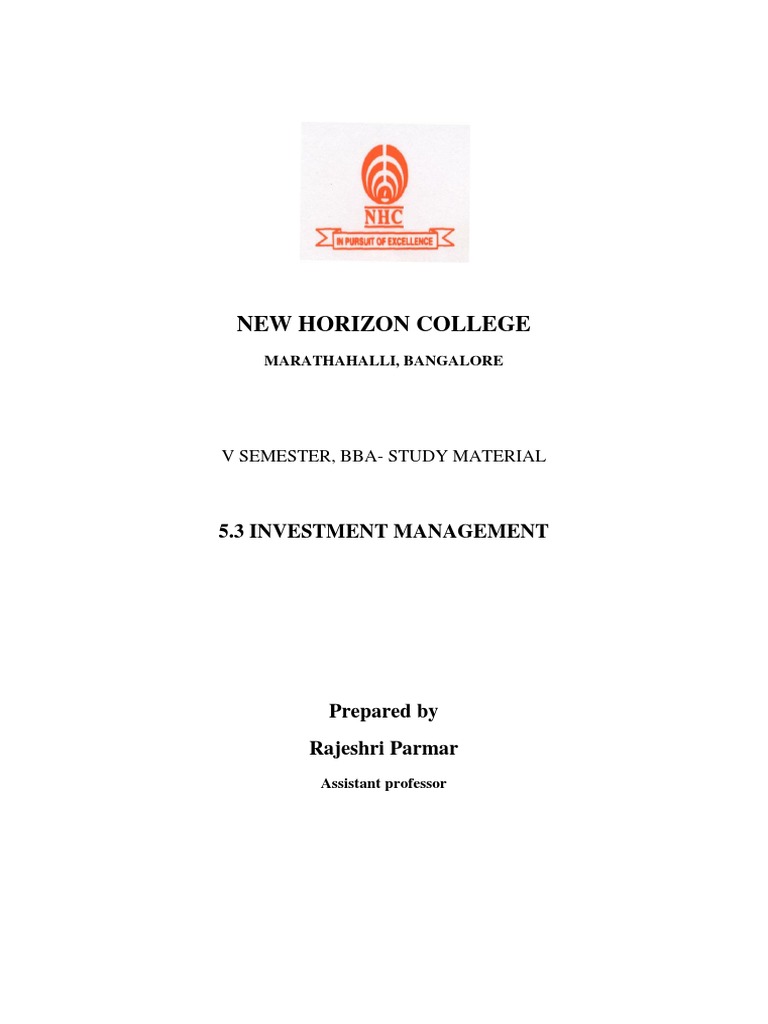 Investment Management Notes | PDF | Technical Analysis | Modern ...