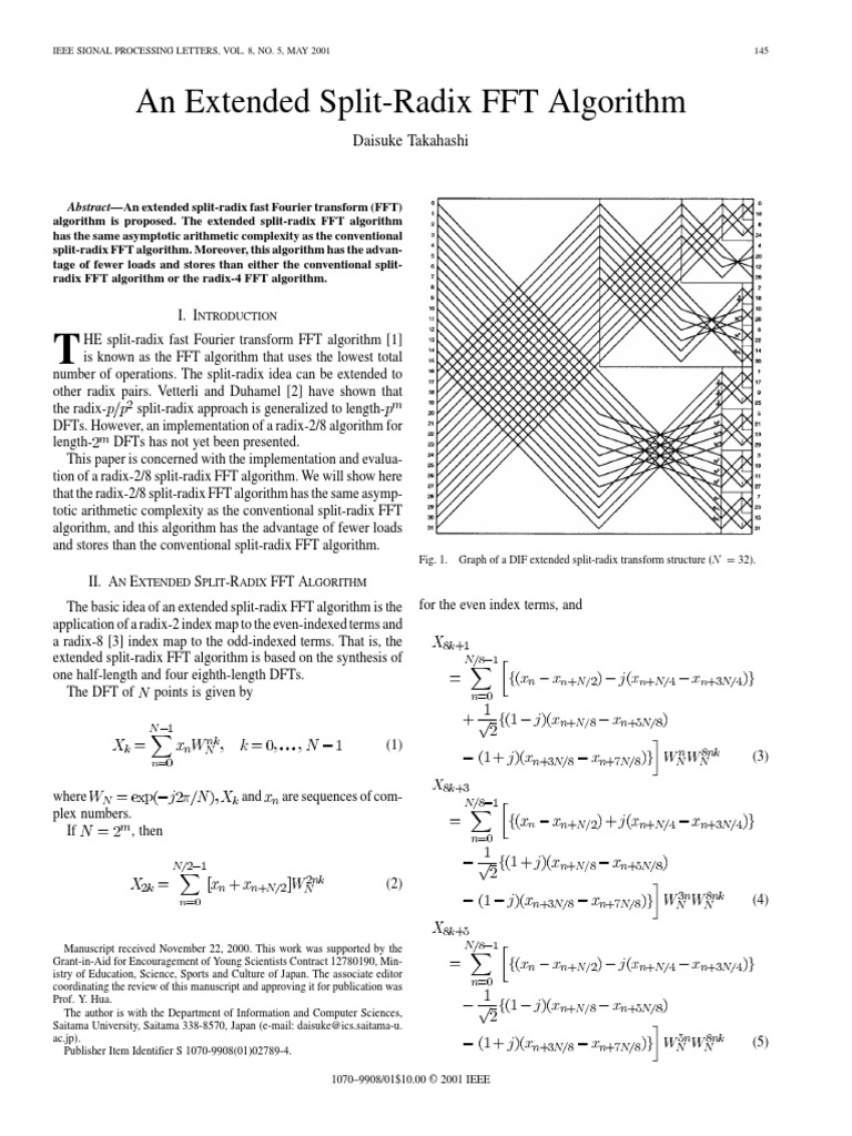 An Extended Split Radix Fft Algorithm Daisuke Takahashi Pdf Fast 1591