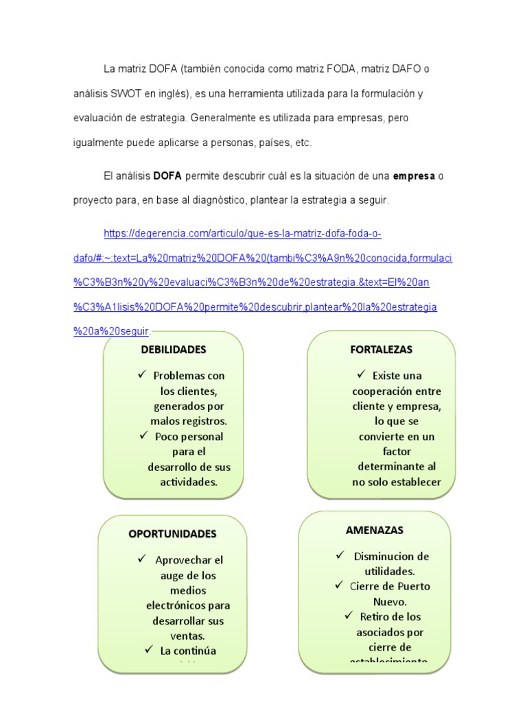 La Matriz DOFA | PDF | Análisis FODA | Business