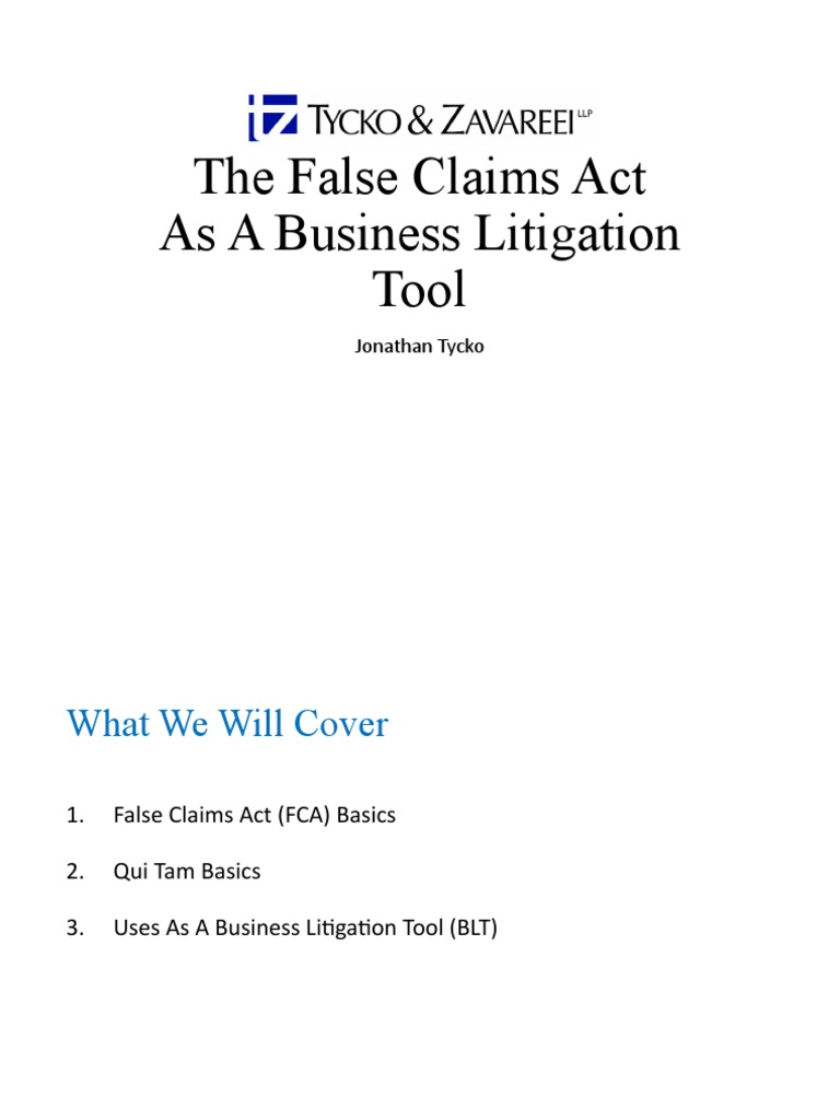 The FCA As A Tool in Business Litigation | PDF | Qui Tam | False Claims Act