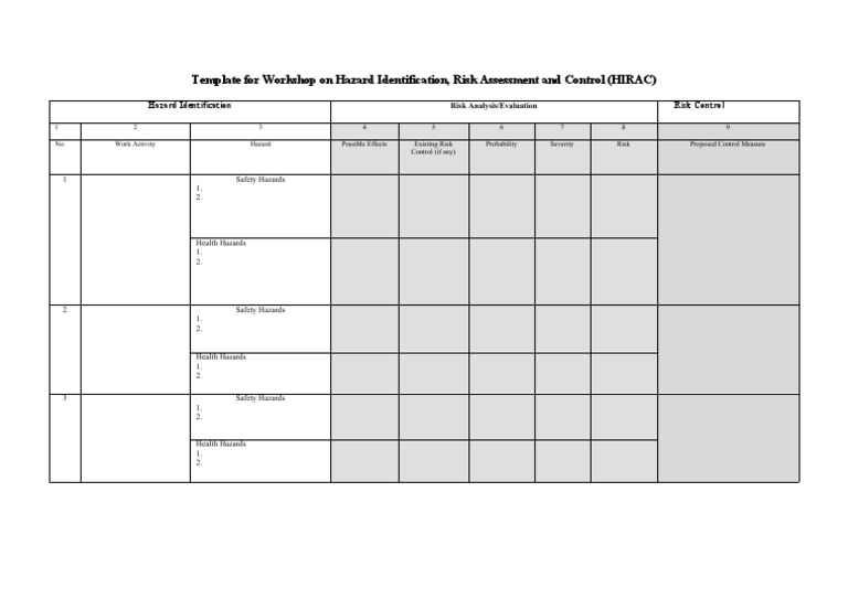 Hirac Workshop Form | PDF