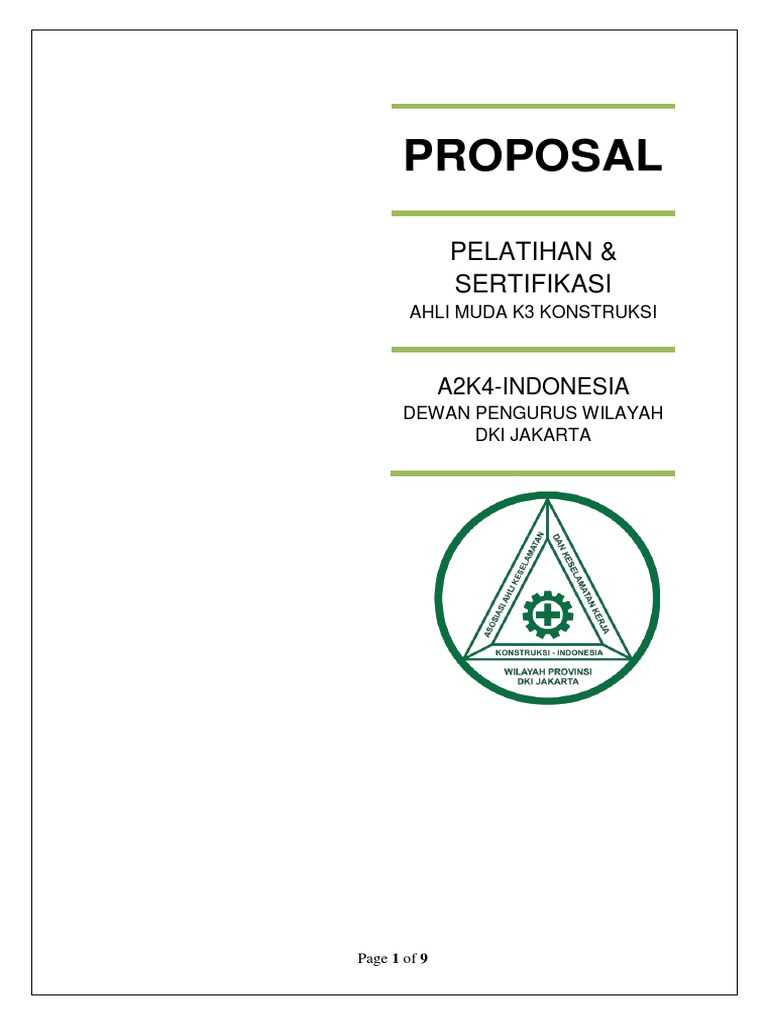 Proposal Pelatihan Dan Sertifikasi k3 Konstruksi | PDF