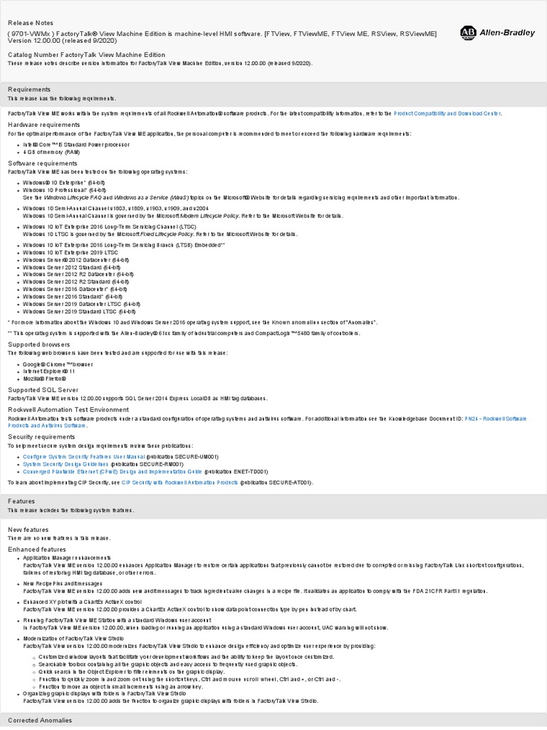 FactoryTalk View Machine Edition - 12.00.00 (Released 9 - 2020) | PDF ...