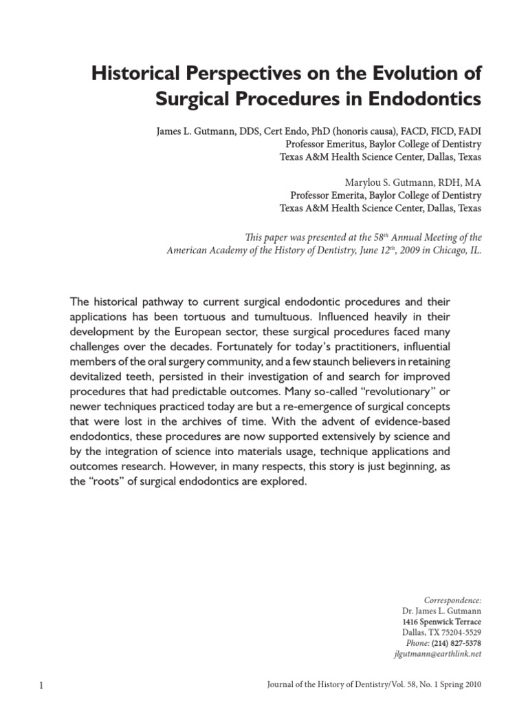 Historical Perspectives On The Evolution of Surgical Procedures in ...