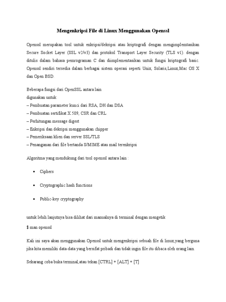 Enkripsi File di Linux dengan Openssl | PDF | Komputer