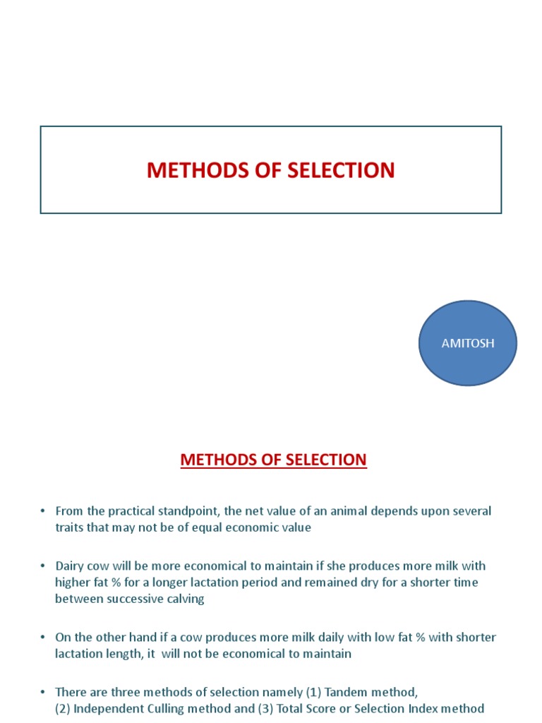 Methods of Livestock Selection: A Comparison of Tandem, Independent ...