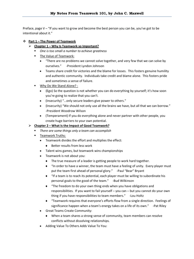 Teamwork Insights by John Maxwell | PDF | Leadership | Cognition