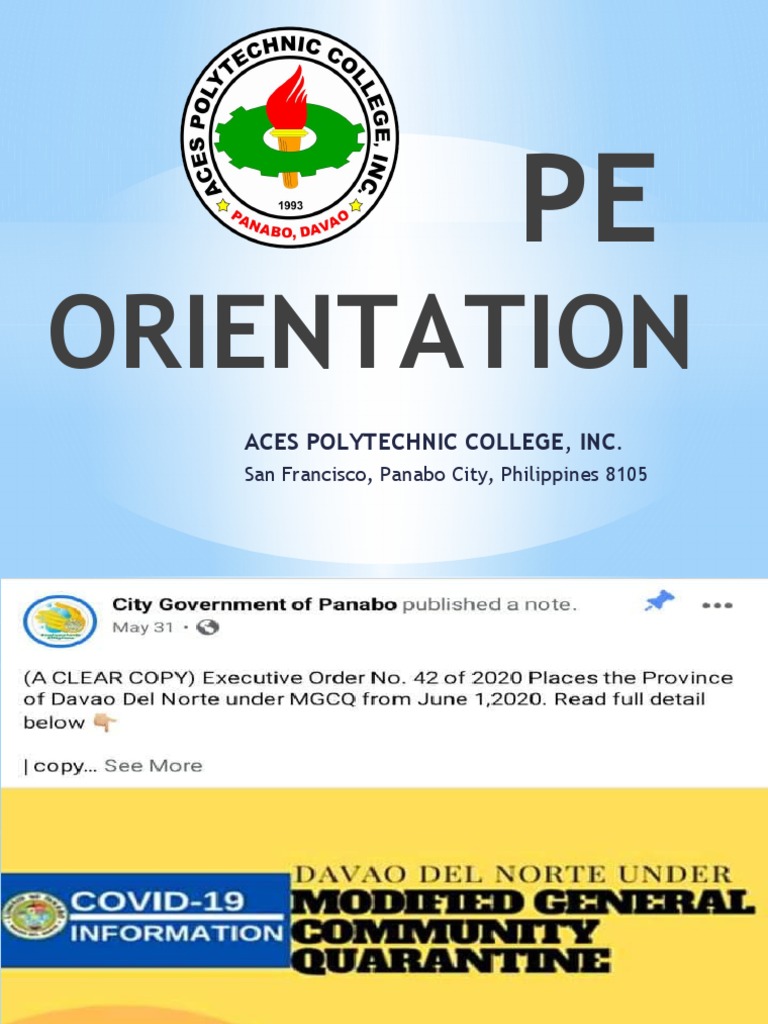 Orientation: Aces Polytechnic College, Inc | PDF | Physical Education ...
