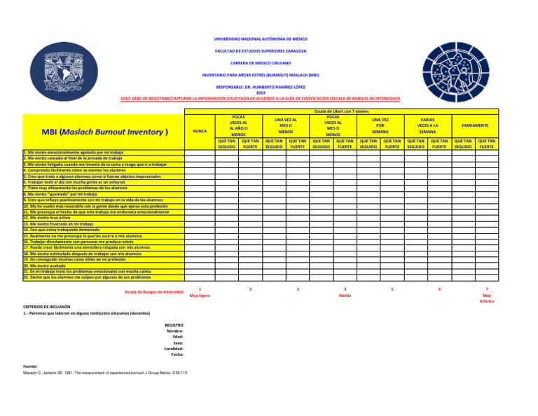 Guia Del Test de Mbi Huralo 2019 | PDF | Burnout ocupacional | Sicología