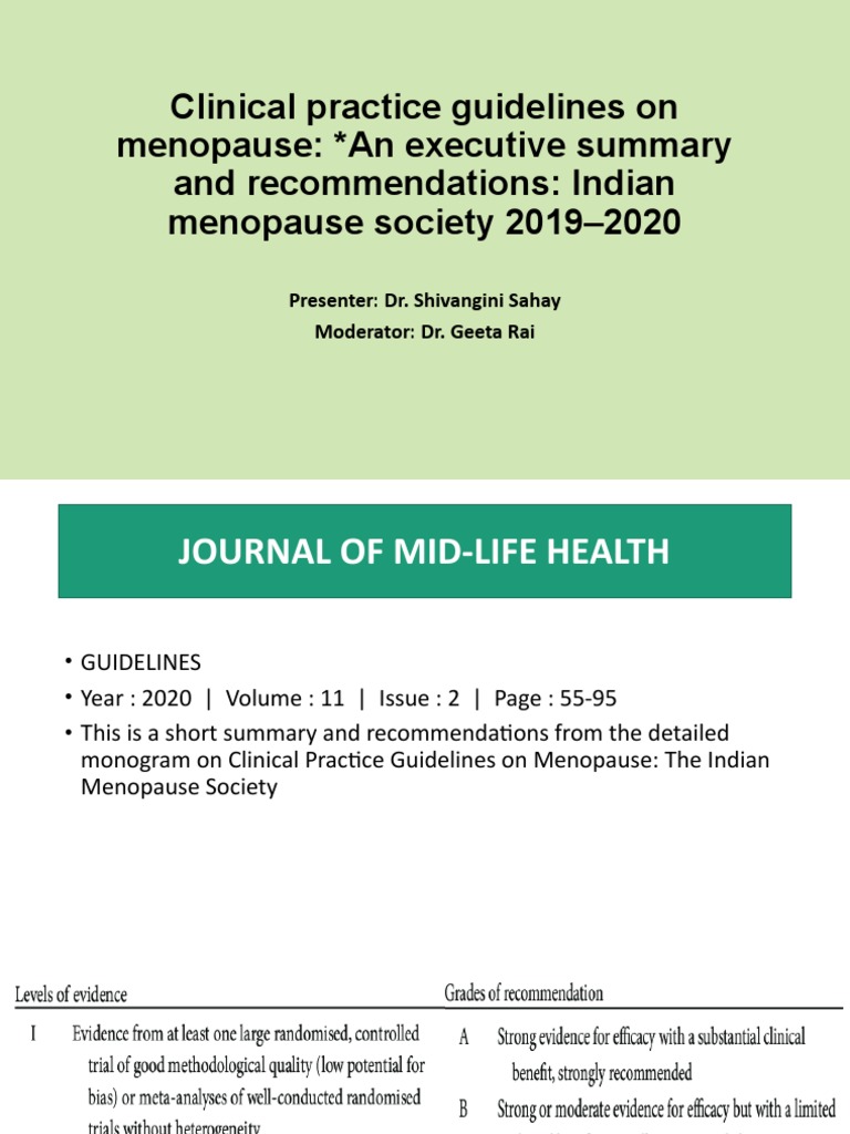 Clinical Practice Guidelines On Menopause | PDF | Hormone Replacement ...