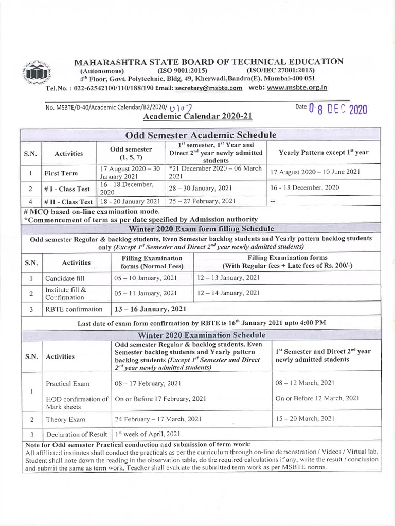 Academic Calendar 2020 - 21 | PDF