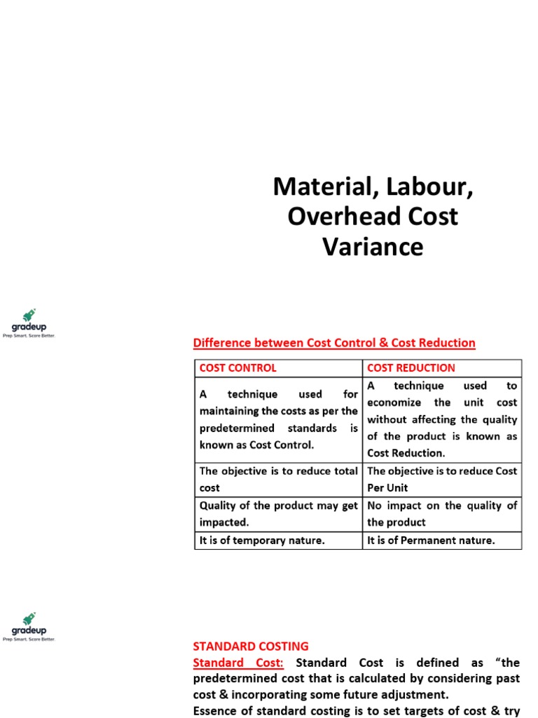 Material Labour Overhead Cost Variance | PDF | Labour Economics | Prices