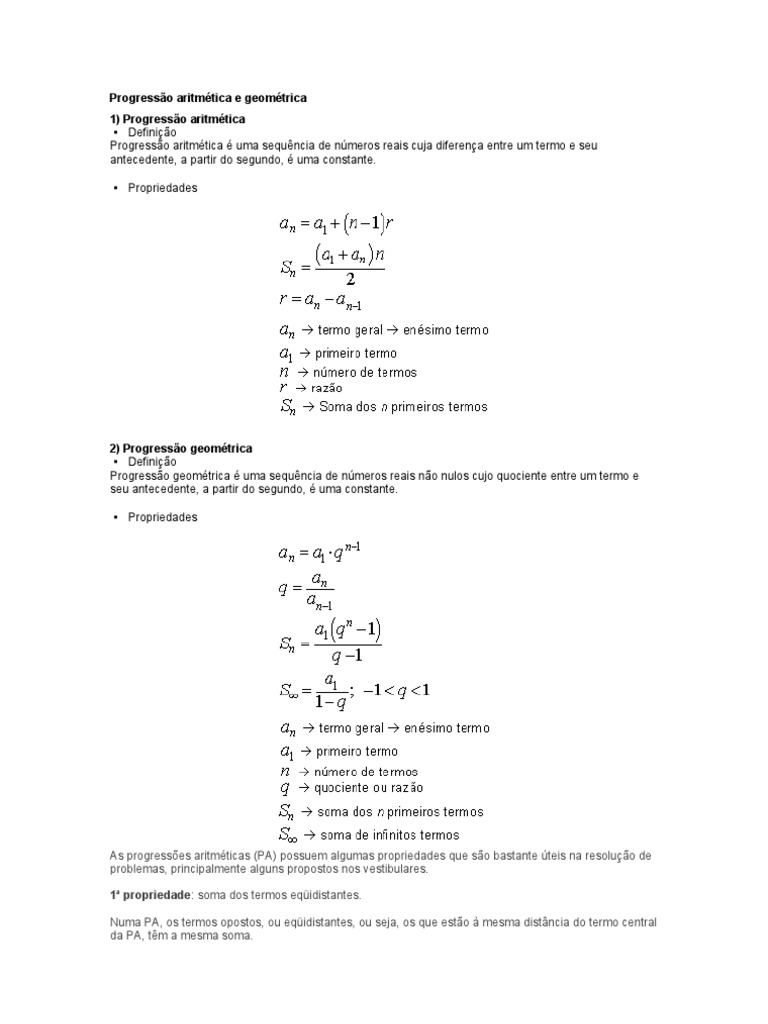 Progressão Aritmética e Geométrica | PDF | Sequência | Números