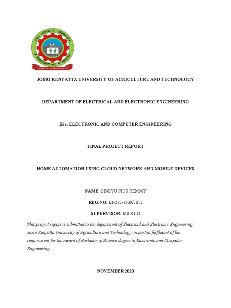 Report Project On Home Automation Using Cloud Network and Mobile ...