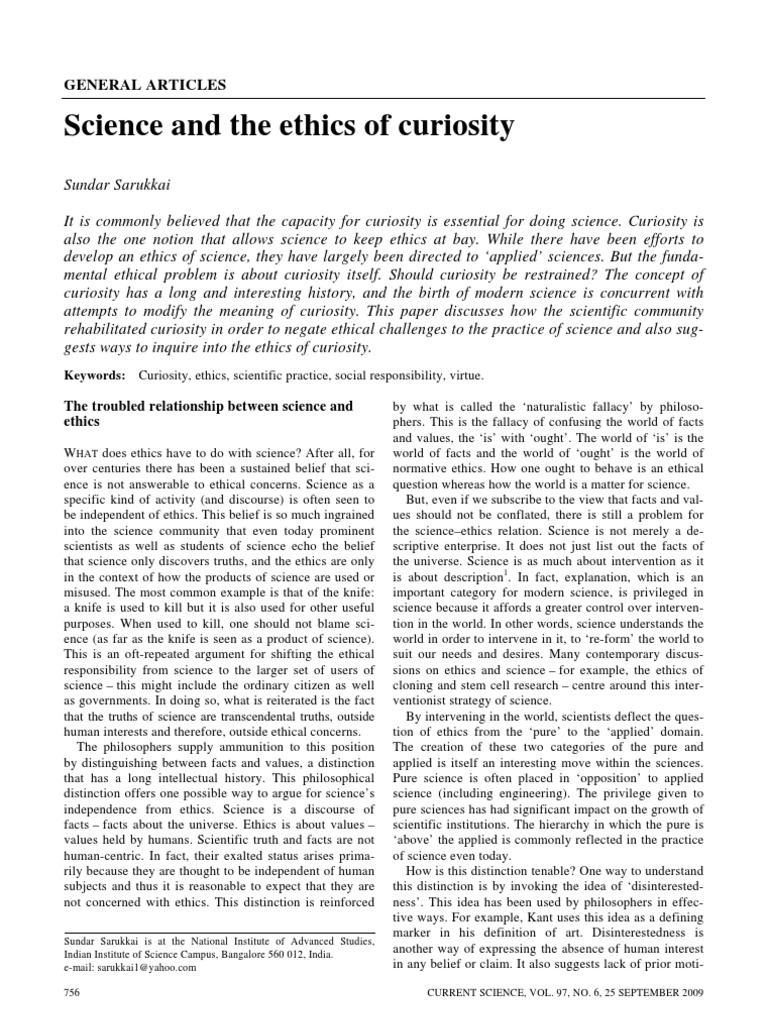 Ethics of Curiosity in Science | PDF | Curiosity | Science