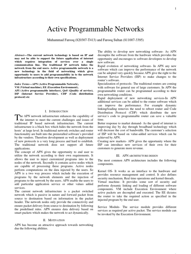 Active Programmable Network | PDF | Quality Of Service | Computer Network
