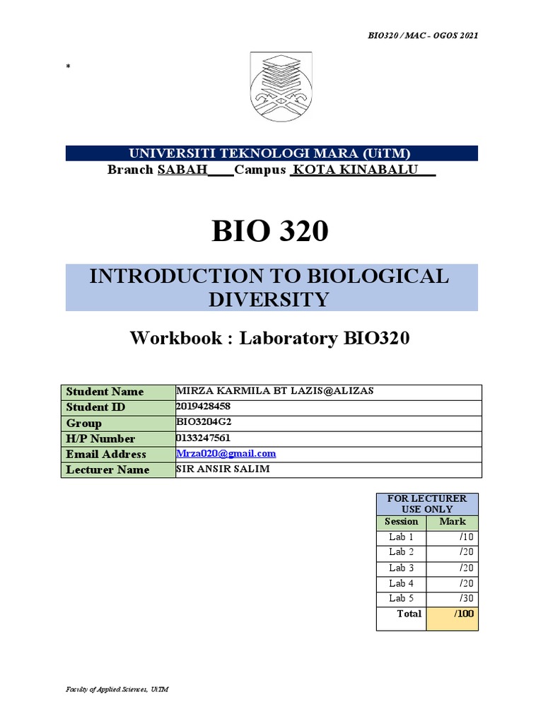 Bio320 Lab 2 | PDF | Algae | Cell (Biology)