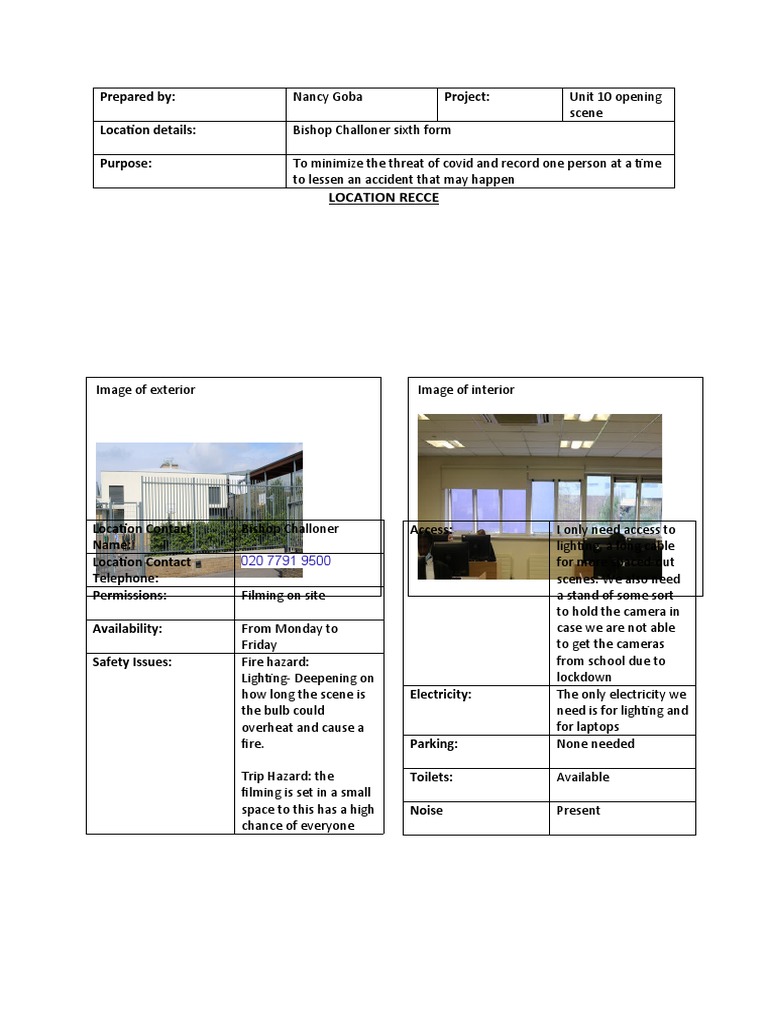 Recce Template-Complete | PDF