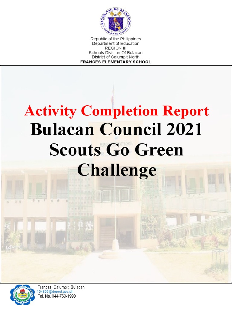 Activity Completion Report: Bulacan Council 2021 Scouts Go Green Challenge | PDF | Human Nature ...