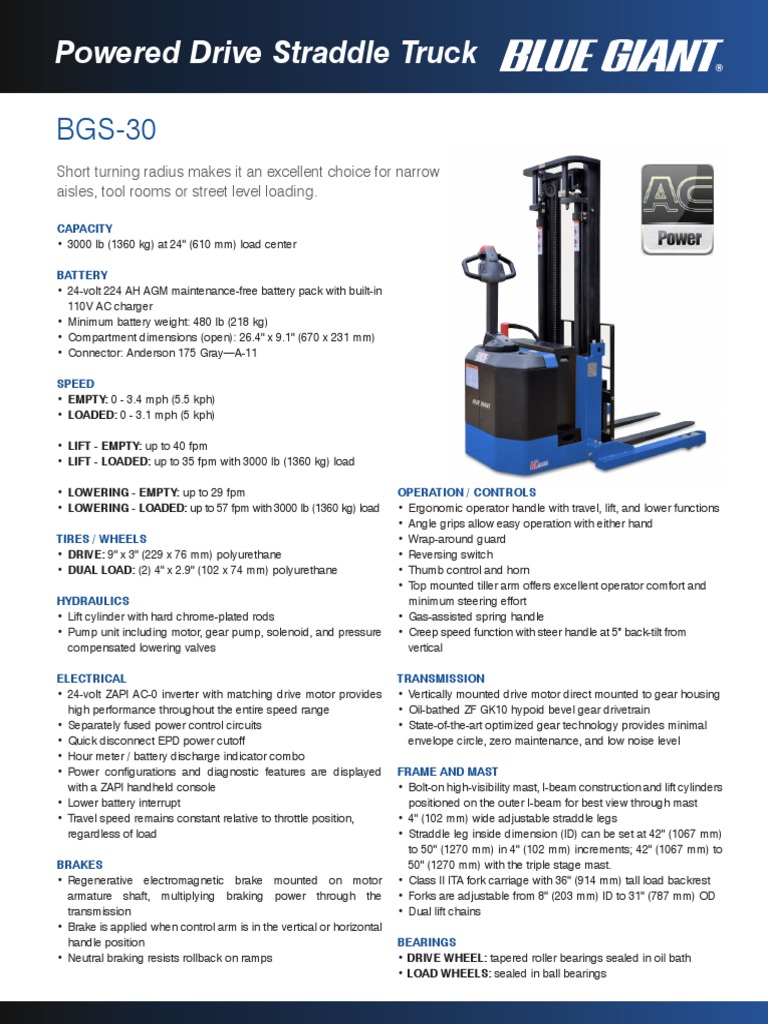 BGS 30 PowerDriveStraddleTruck US | PDF | Brake | Elevator