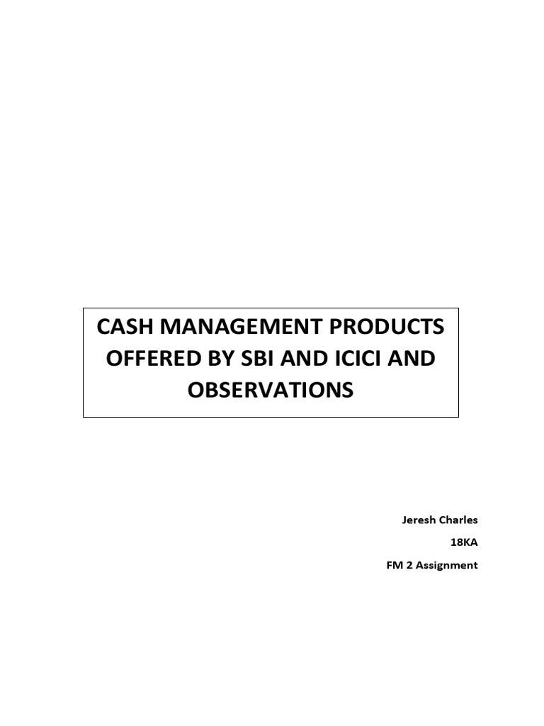 Cash Management Product | PDF | Credit Card | Cheque
